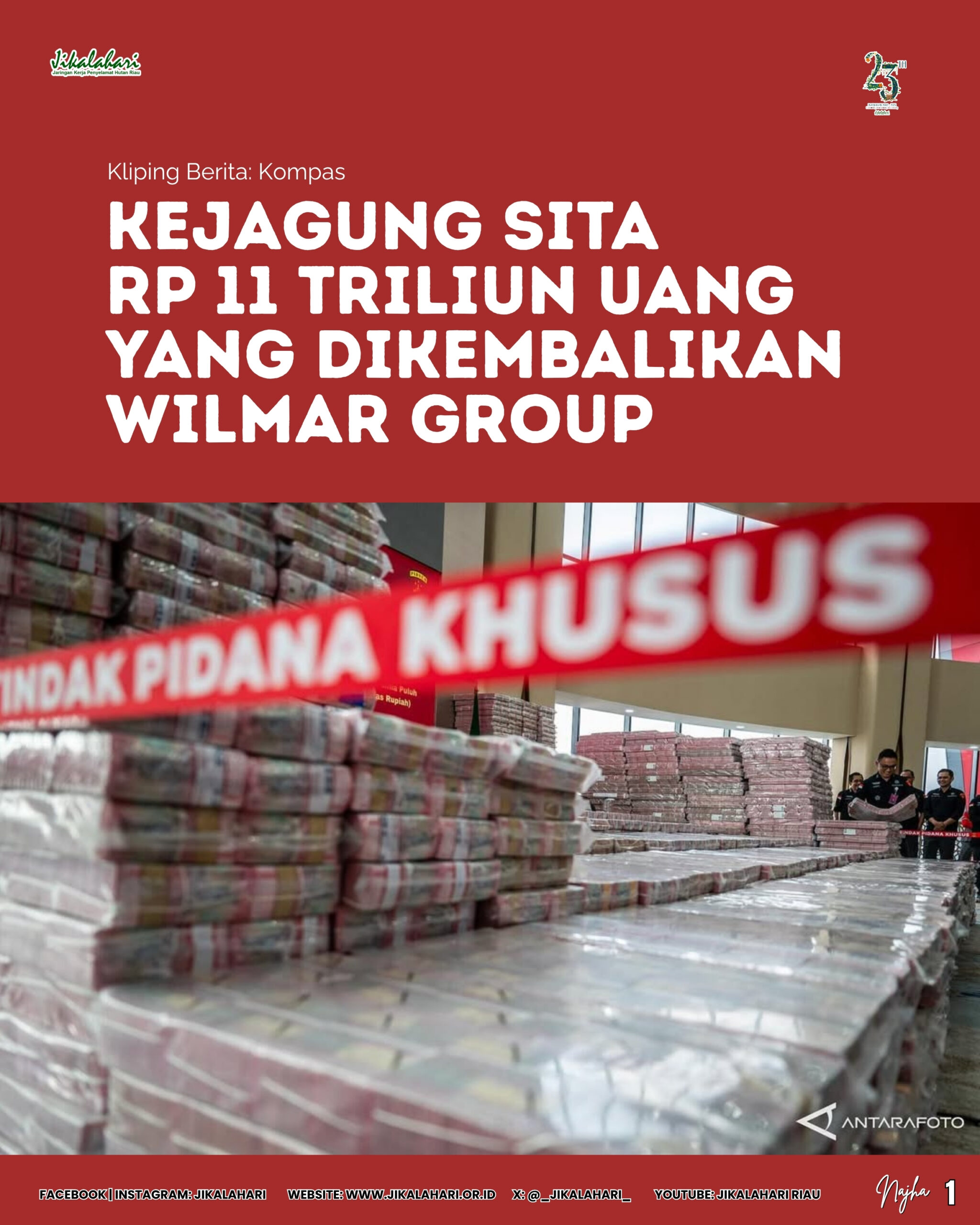 Kejagung Sita Rp 11,8 Triliun Uang yang Dikembalikan Wilmar Group – Jikalahari