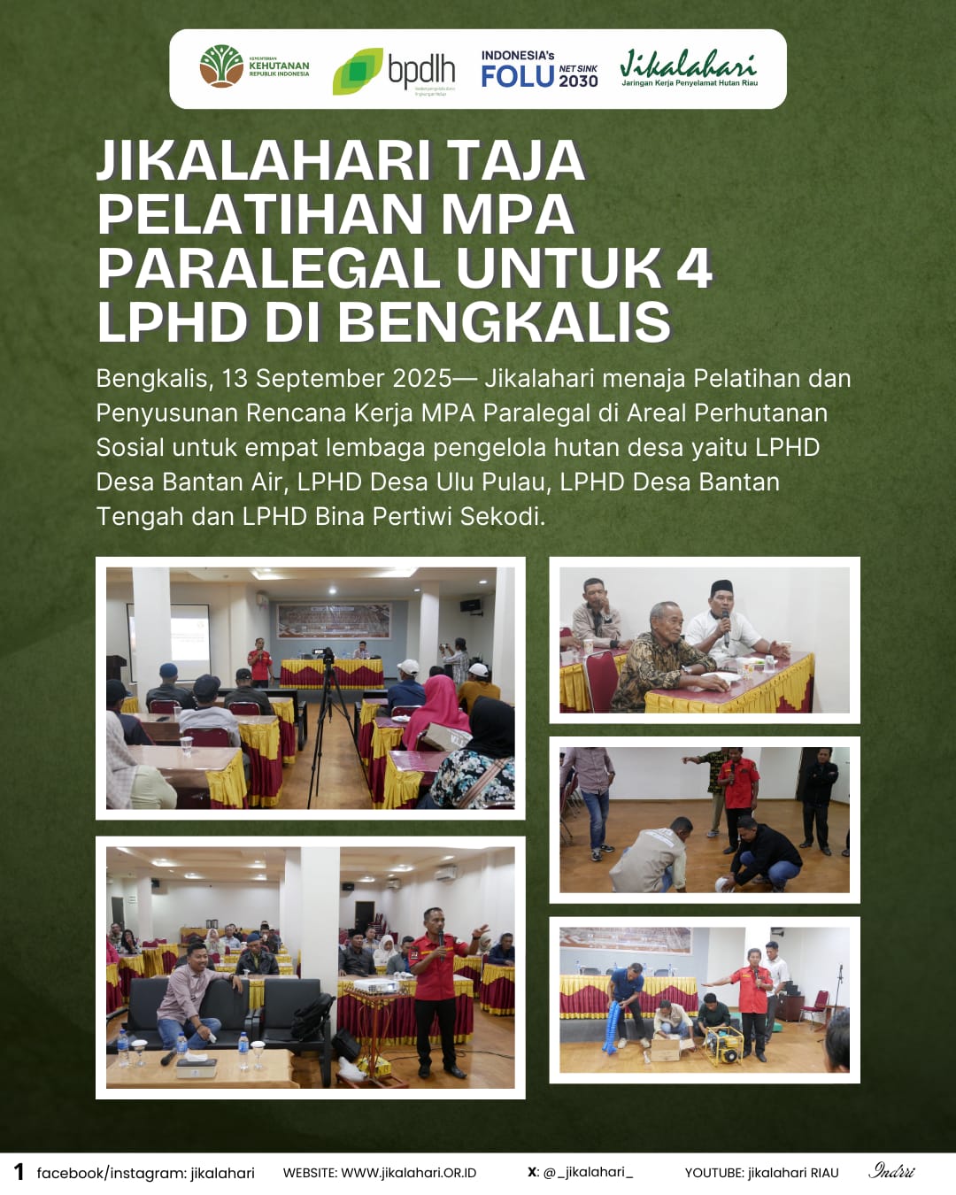 Jikalahari Taja Pelatihan MPA Paralegal untuk 4 LPHD di Bengkalis ...